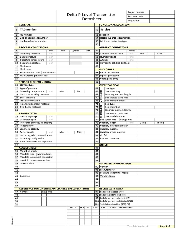 Delta P Level Transmitter Template Small | PDF | Mechanical Engineering