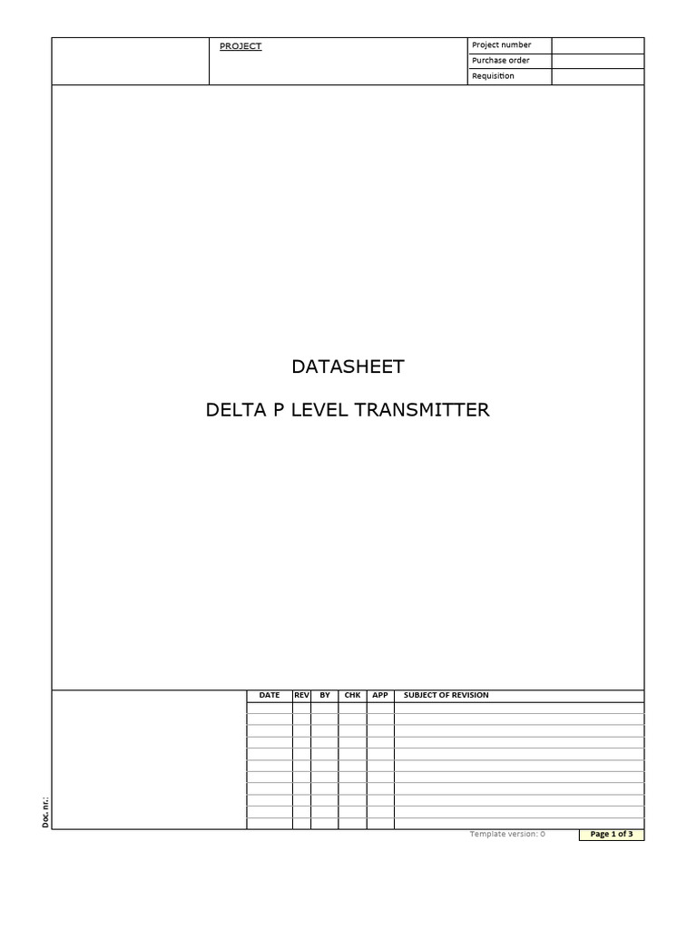 Delta P Level Transmitter Template Medium | PDF | Equipment