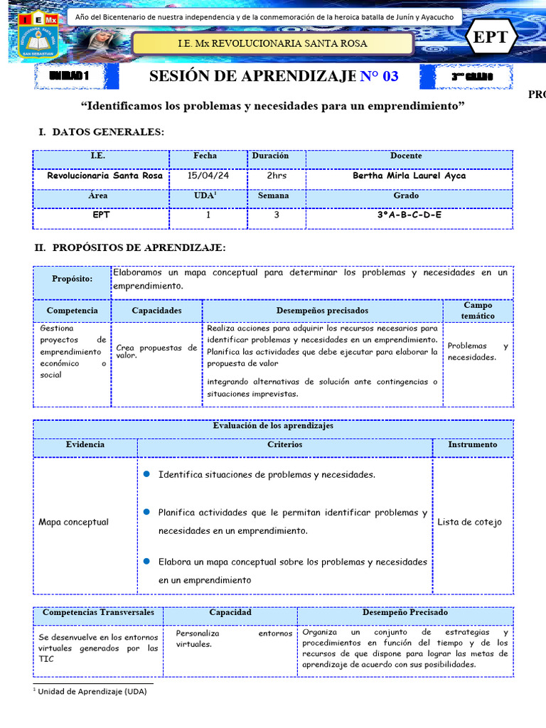 S3 - Identificamos Los Problemas y Necesidades para Unemprendimiento - Ept-3ro-4to | PDF ...
