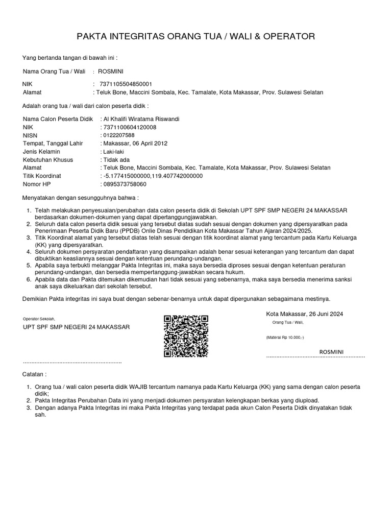 Pakta Integritas Al Khalifi Wiratama Riswandi FIX | PDF