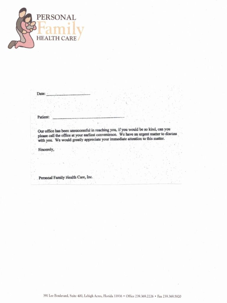 Call Us Back Letter | PDF