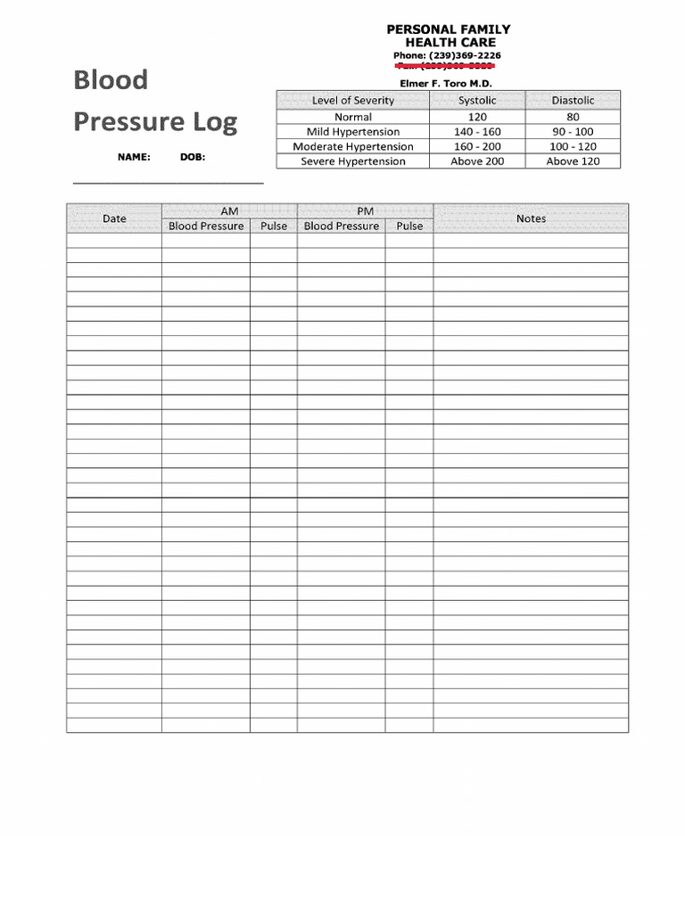 Blood Pressure Log | PDF