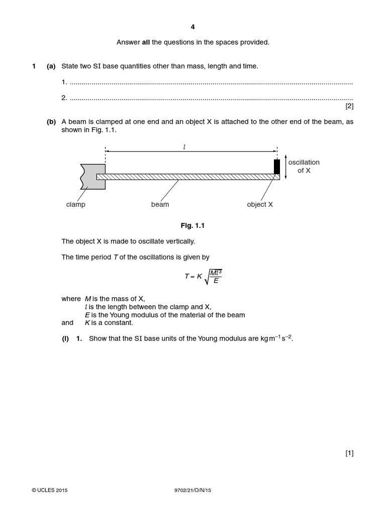 4 All The Questions in The Spaces Provided.: Oscillation Ofx | PDF ...