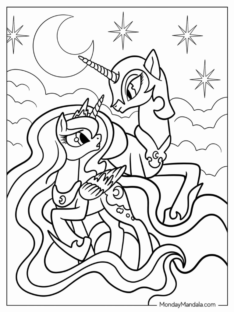 Princess-Luna-With-Nightmare-Moon-Alter-Ego-Coloring-Page-For-Kids | PDF