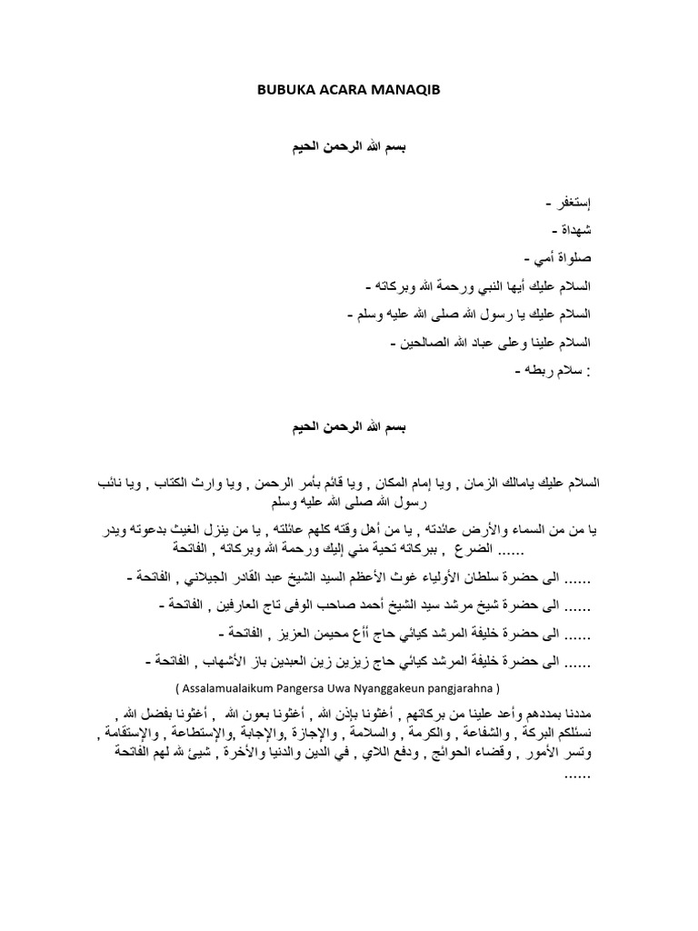 Bubuka Manakib | PDF