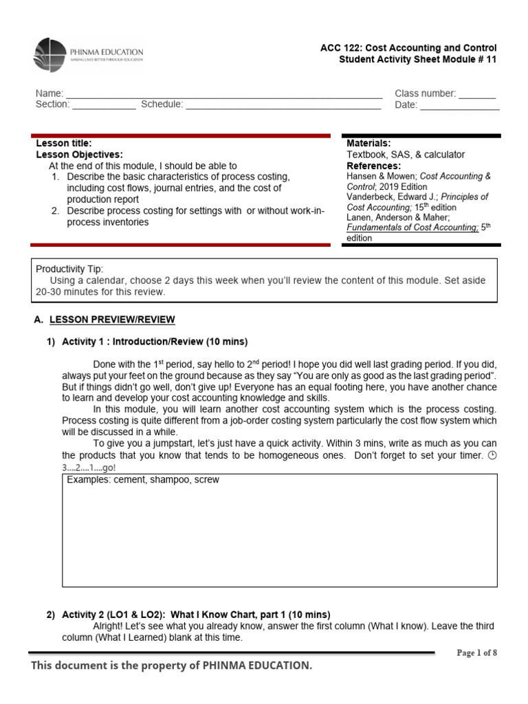 Acc 122 - Sas - Day 11 | PDF | Inventory | Business