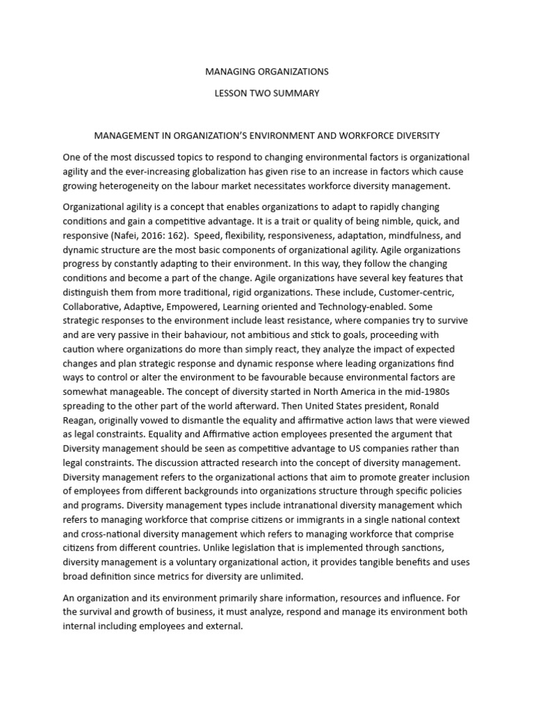 Managing Organizational Agility & Diversity | PDF | Diversity (Business ...