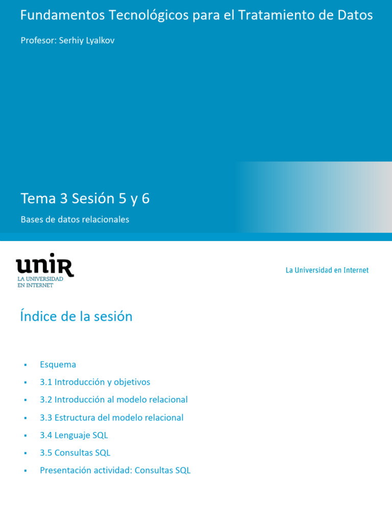 FTTD Tema 3 Sesion 5 y 6 | PDF | Base de datos relacional | SQL
