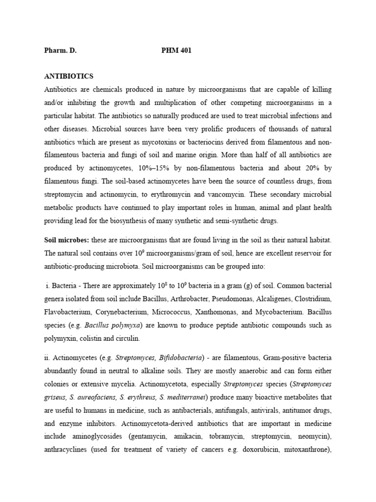 Discovery of Antibiotics - Lecture Notes Complete - PharmD - PHM 401 ...