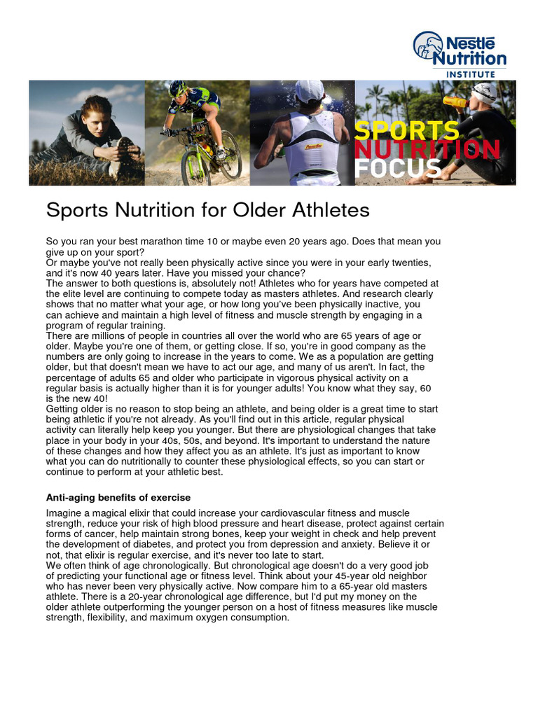 Sports Nutrition For Older Athletes | PDF | Strength Training | Sports ...