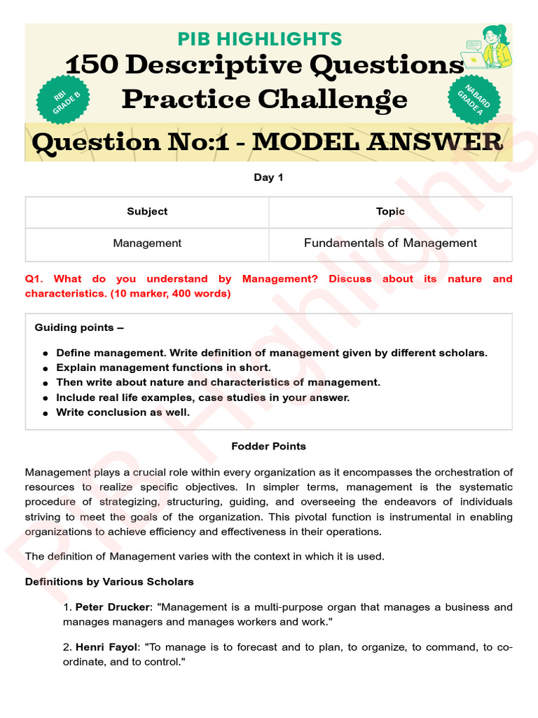 Descriptive Writing - Model Answer of Q.No1 | PDF | Goal | Lean ...