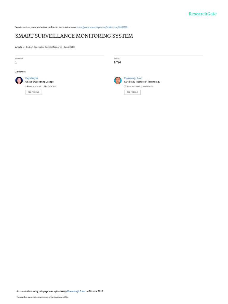 Smart Surveillance Monitoring System: Indian Journal of Textile ...