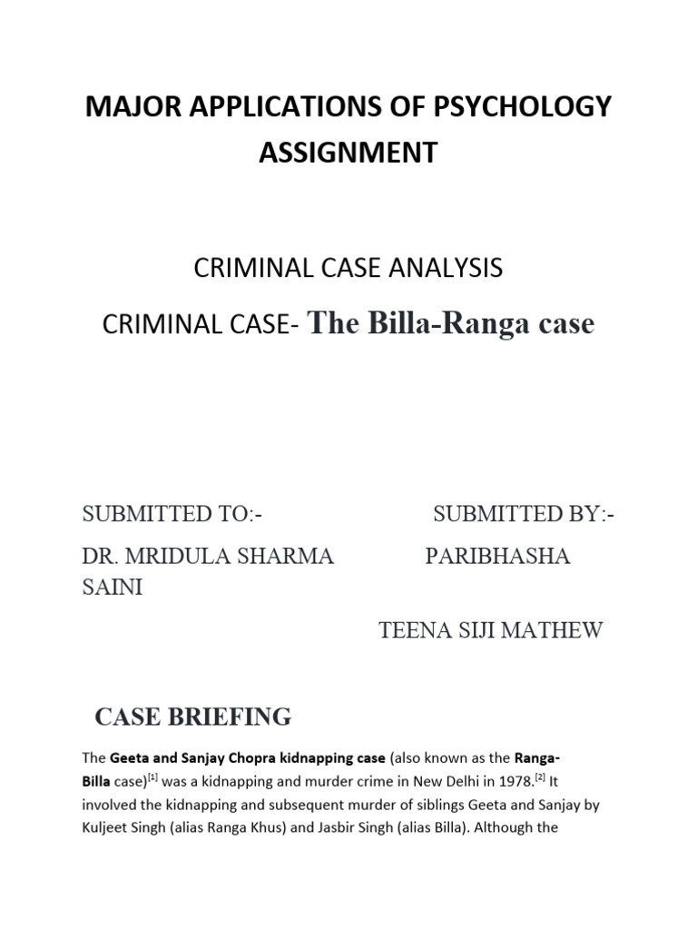 Criminal Case Analysis | PDF | Behavioural Sciences | Psychology
