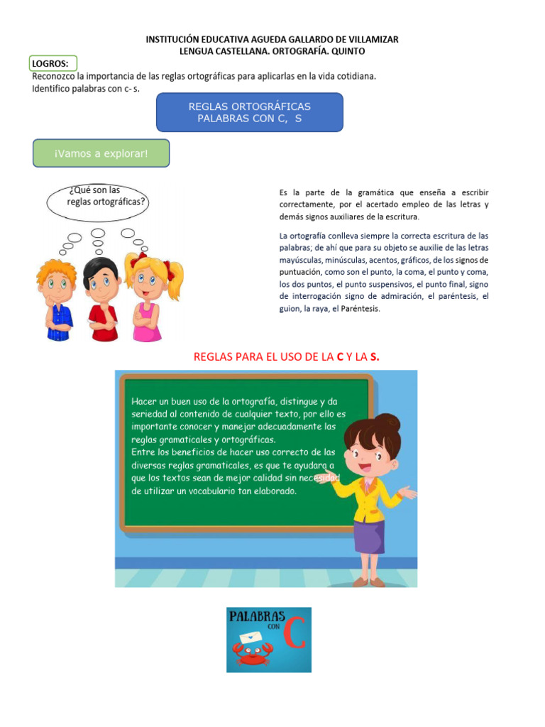 PALABRAS CON C, S | PDF | Ortografía | Gramática