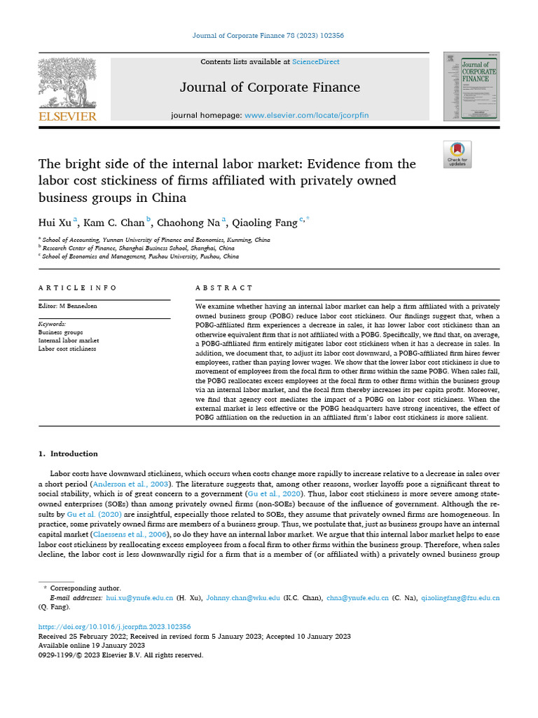 The Bright Side of The Internal Labor Market Evidence From The | PDF ...