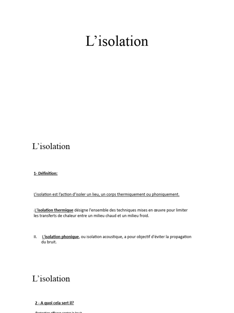 L'Isolation | PDF | Isolation thermique du bâtiment | Isolation thermique