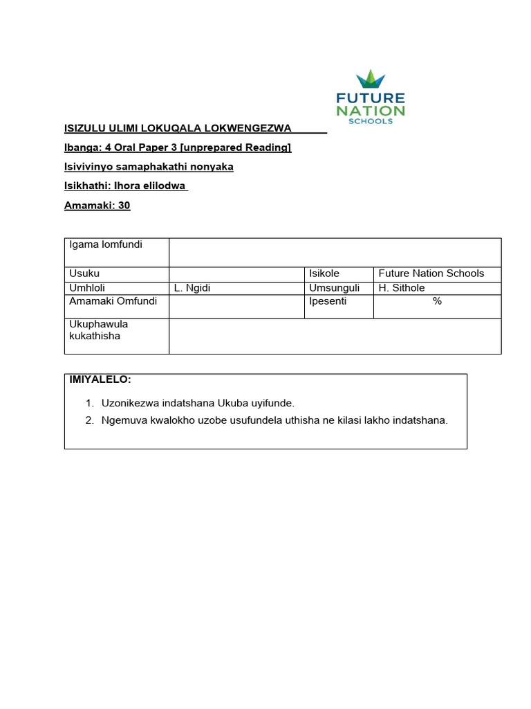 Ibanga 4 P3 Oral | PDF