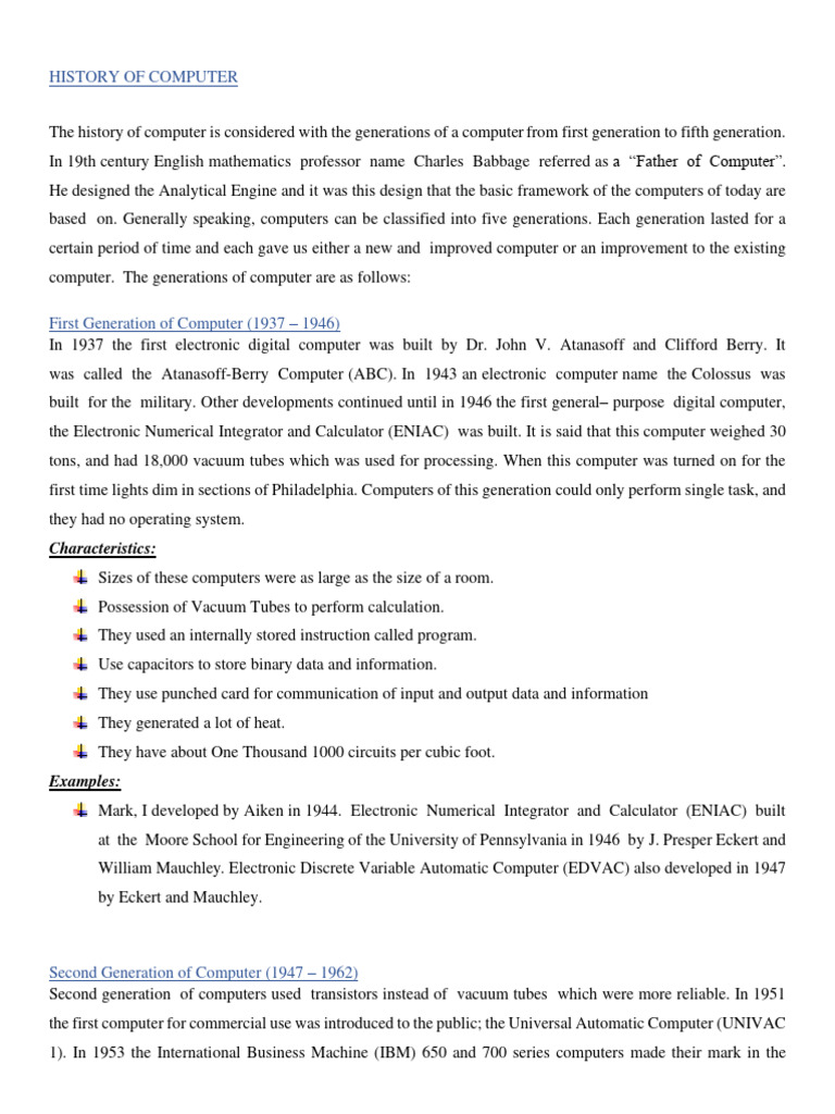HISTORY_OF_COMPUTER[1] | Download Free PDF | Personal Computers | Computer Hardware