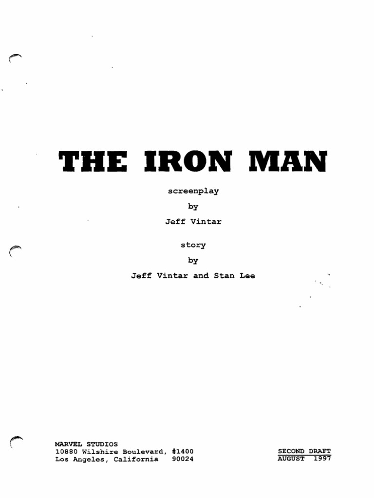 Iron Man Screenplay by Jeff Vintar | PDF | Heart