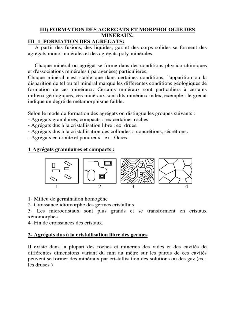 Formation des Agrégats Minéraux | PDF | Minéral | Quartz