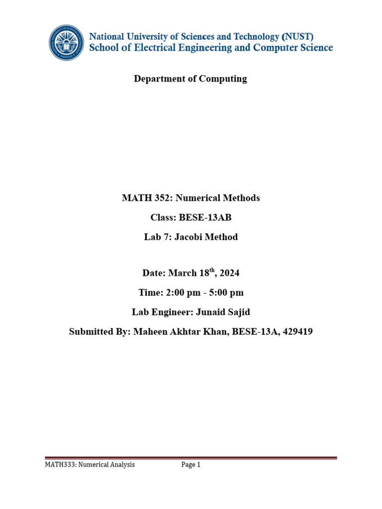 Lab 7_NA_ | PDF | Numerical Analysis | Mathematics