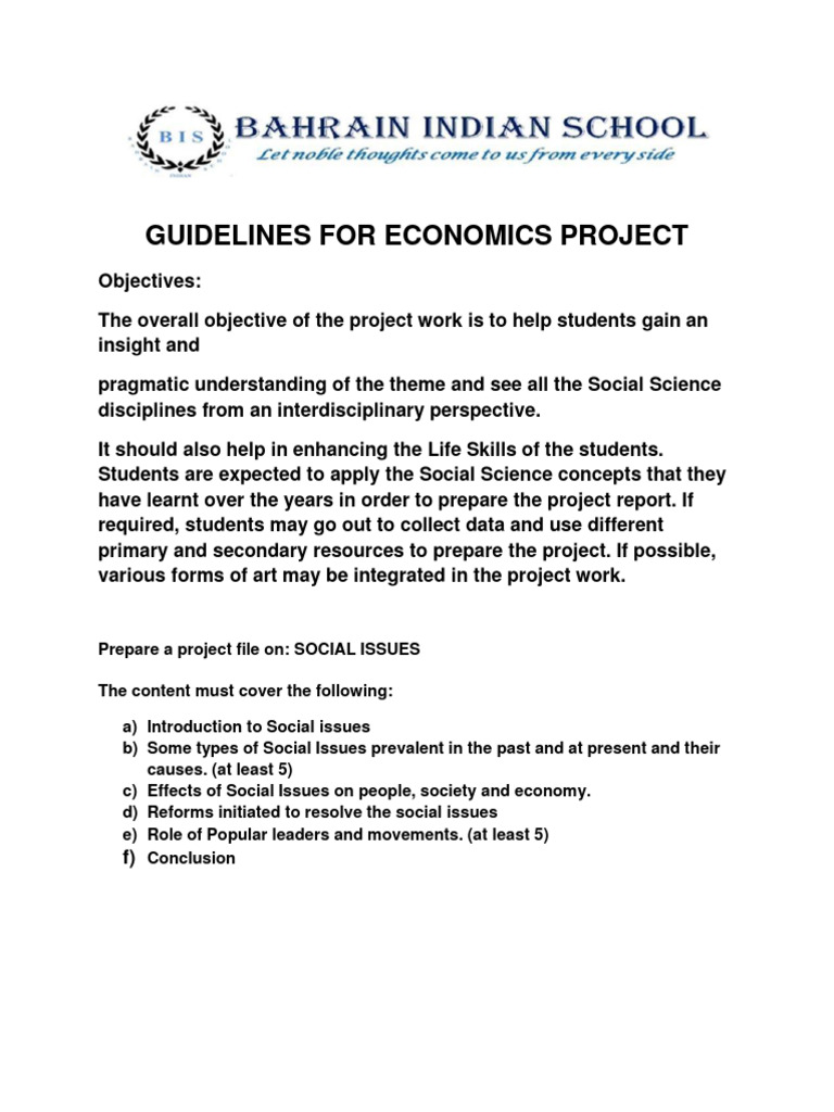 Economic Project Guidelines 2024-25 | PDF | Social Sciences | Cognition