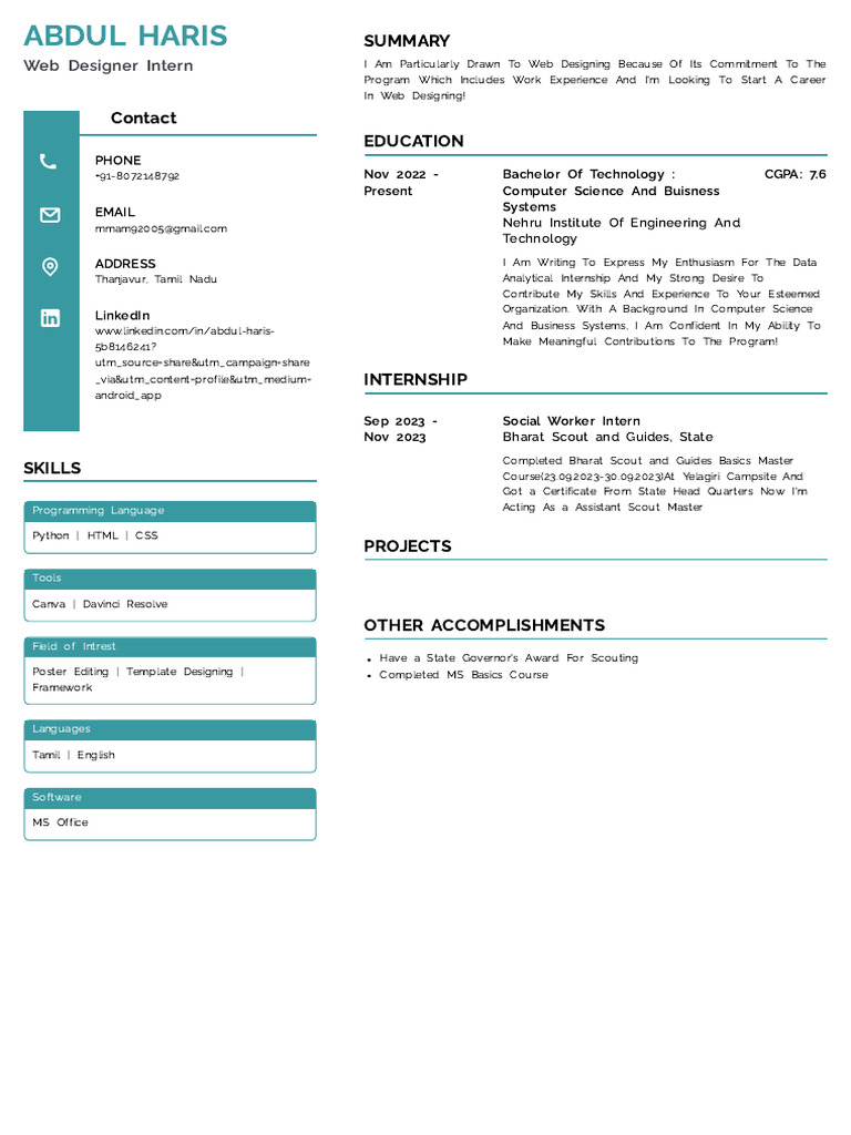 Abdul Haris Resume | PDF | Computing | Software Engineering