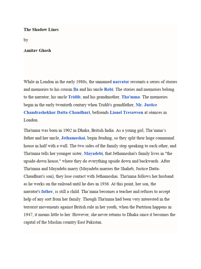 The Shadow Lines | PDF