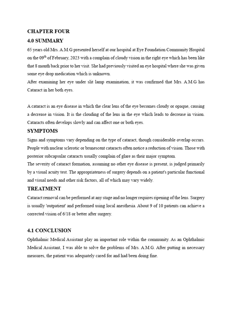 Chapter 4 (Omotayo Rofiat) | PDF | Cataract | Vision