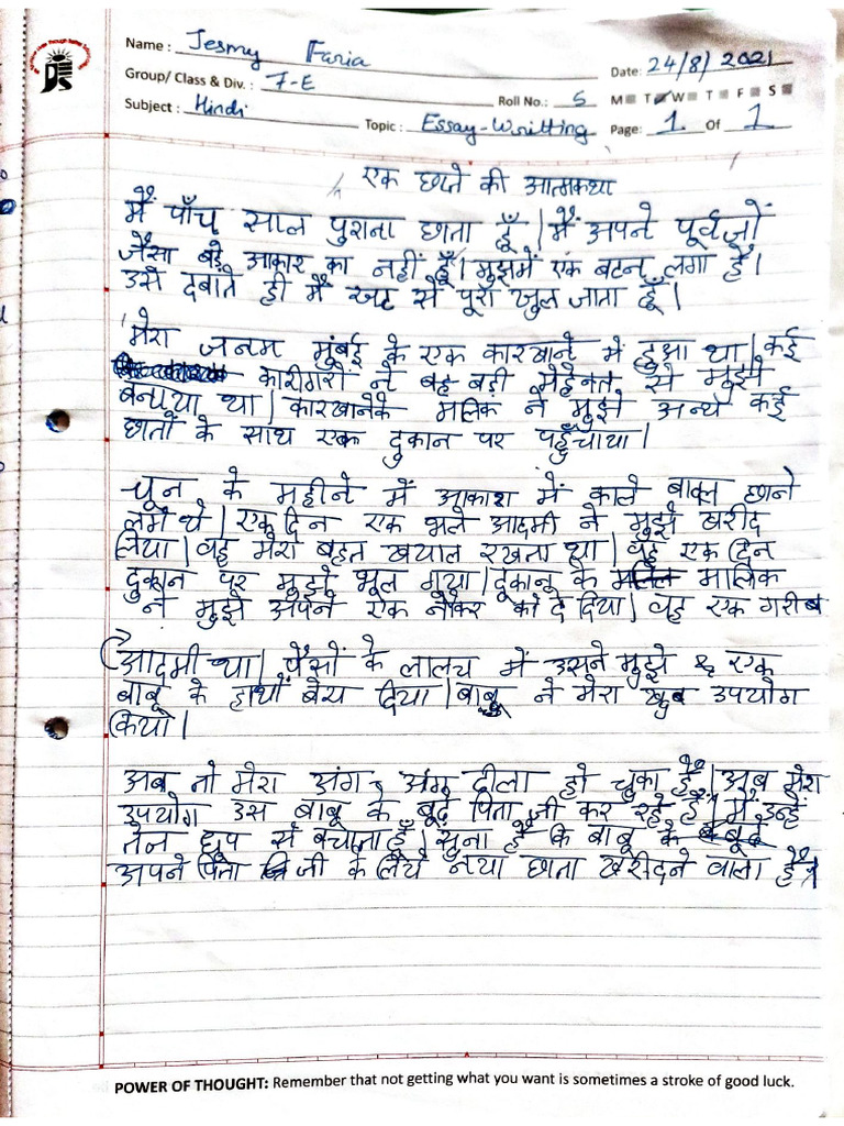 Essay Writing Hindi | PDF