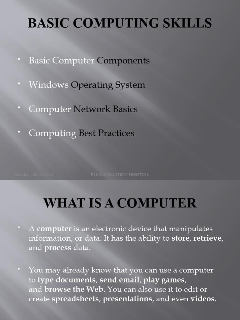 Basic Computing Skills | PDF | Operating System | Window (Computing)