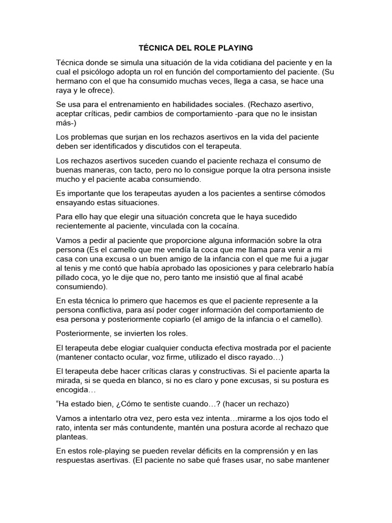 6.4.tecnica Del Role Playing | PDF | Comportamiento | Sicología