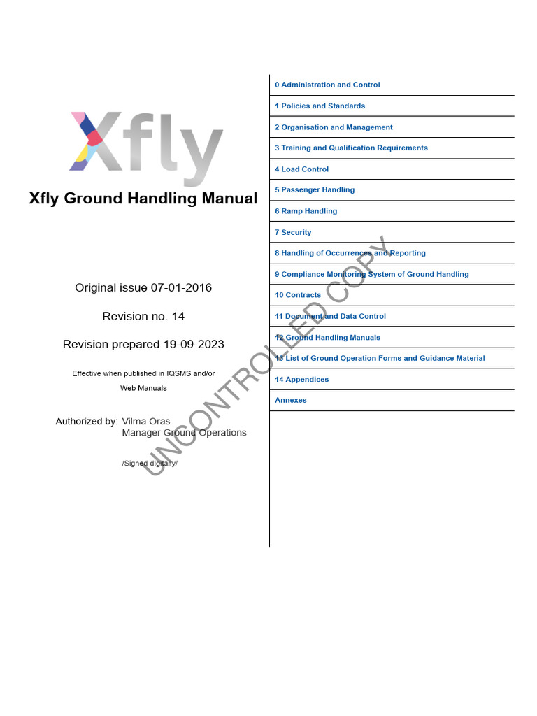 Xfly Ground Handling Manual R14 | PDF | Safety | Regulatory Compliance