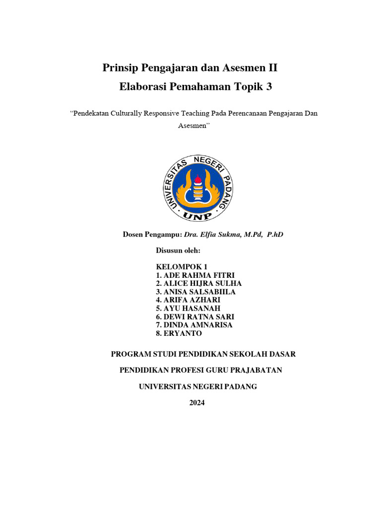Elaborasi Pemahaman - TP 3 - PPAE II | PDF