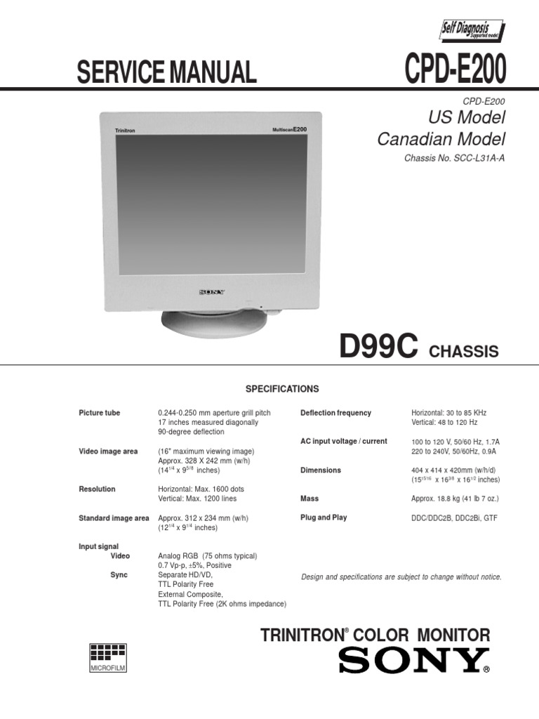 Sony Cpd-E200 | PDF | Computer Monitor | Computer Engineering