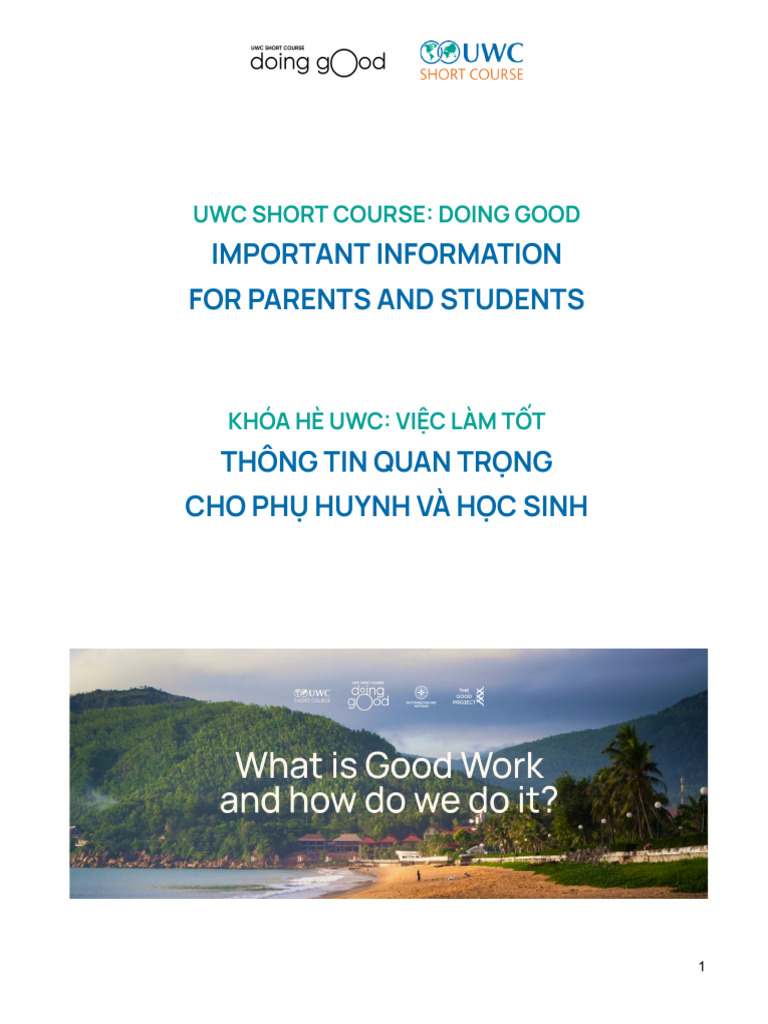 Uwc Short Course - Doing Good Information Package | PDF | Online And ...
