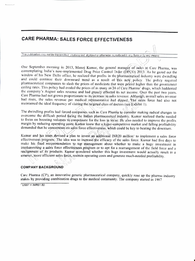 Pharma Sales Strategy Dilemma | PDF | Pharmaceutical Industry | Medicine