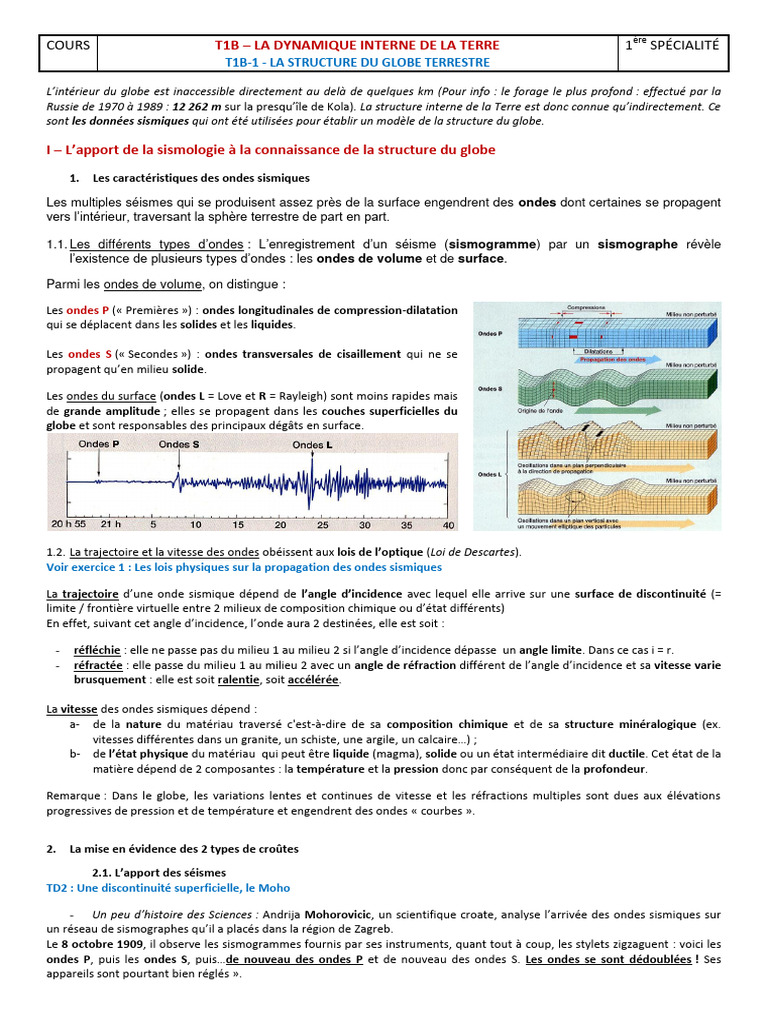 Structure interne de la Terre et sismologie | PDF | Sismologie ...