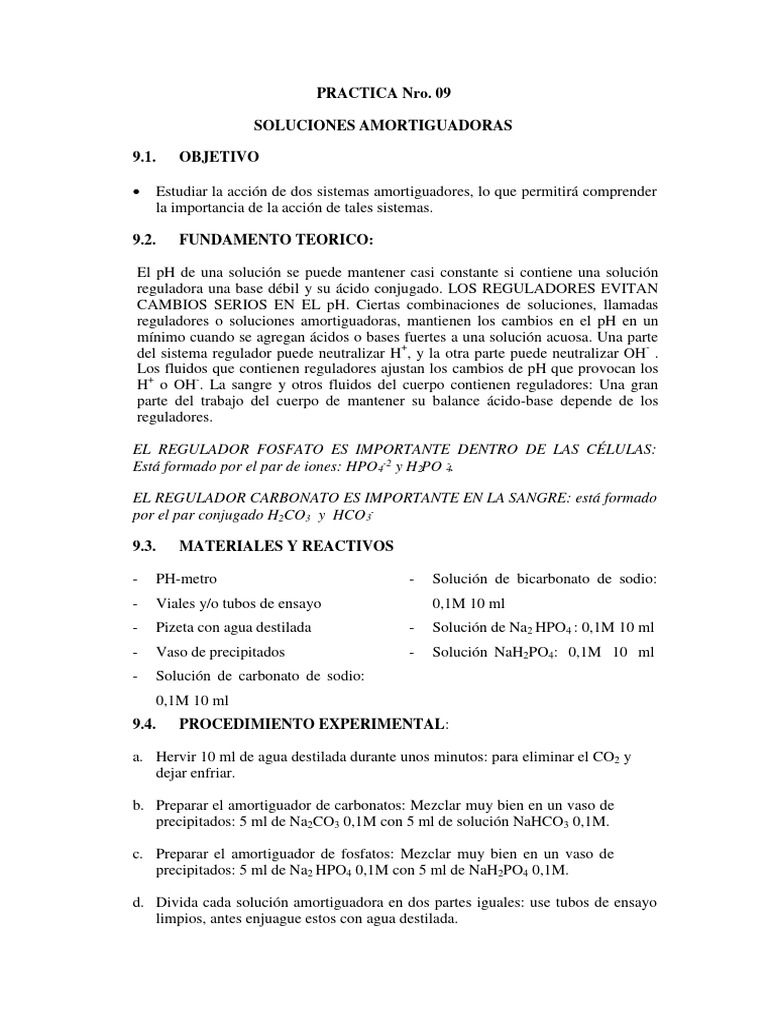 Pr-Ctica N - 9 | PDF | Solución tampón | Ph