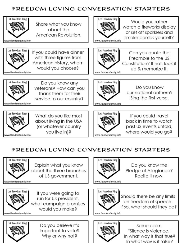 Freedom Loving Conversation Starters | PDF