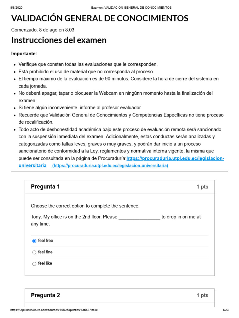 Examen - VALIDACIÓN GENERAL DE CONOCIMIENTOS.A | PDF | Cuisine | Foods