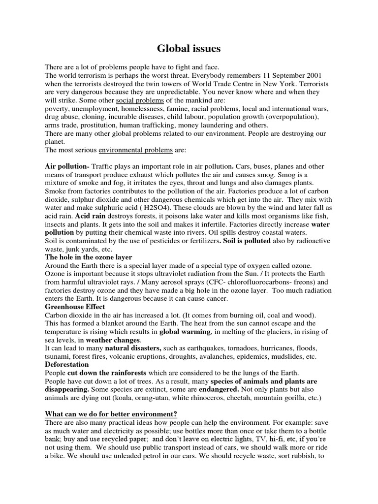 Global Issues | PDF | Pollution | Recycling