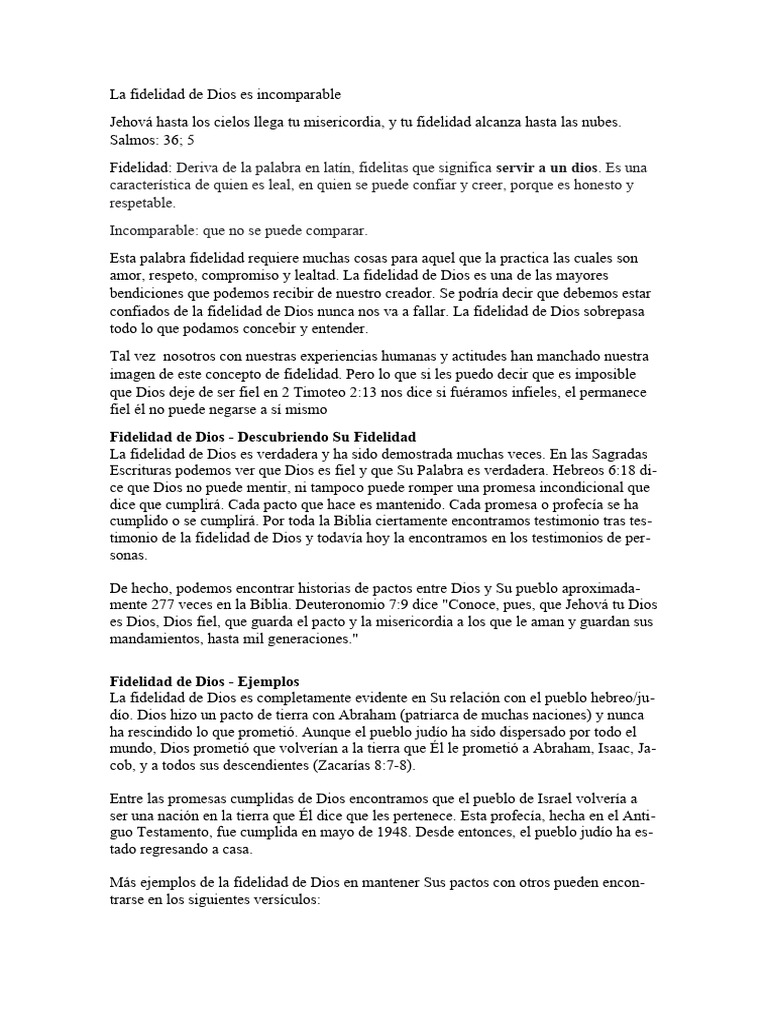 La Fidelidad de Dios Es Incomparable | PDF | Pecado | Abrahán