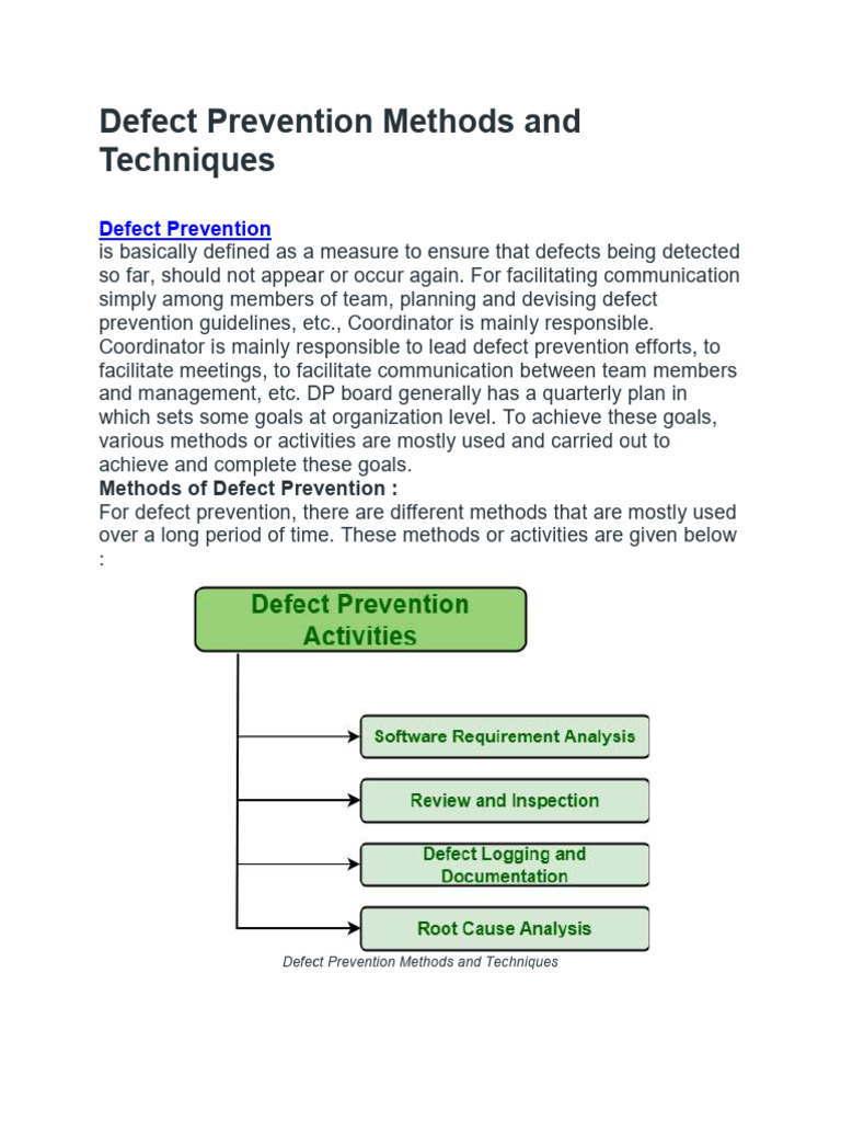 Defect Prevention Methods and Techniques | PDF | Test Driven ...