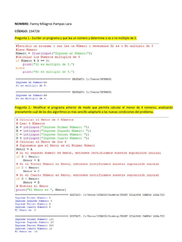 Ejercicios de Programación en Python | PDF | Crecimiento personal y profesional