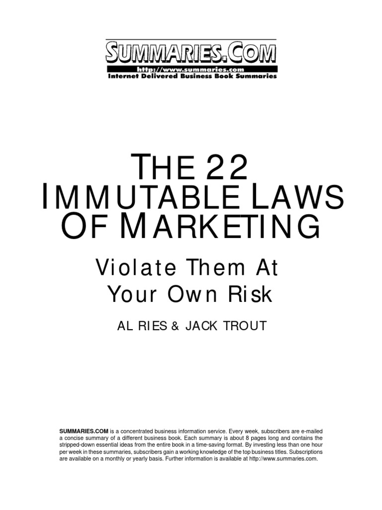 The 22 Immutable Laws of Marketing | PDF | Marketing | Business