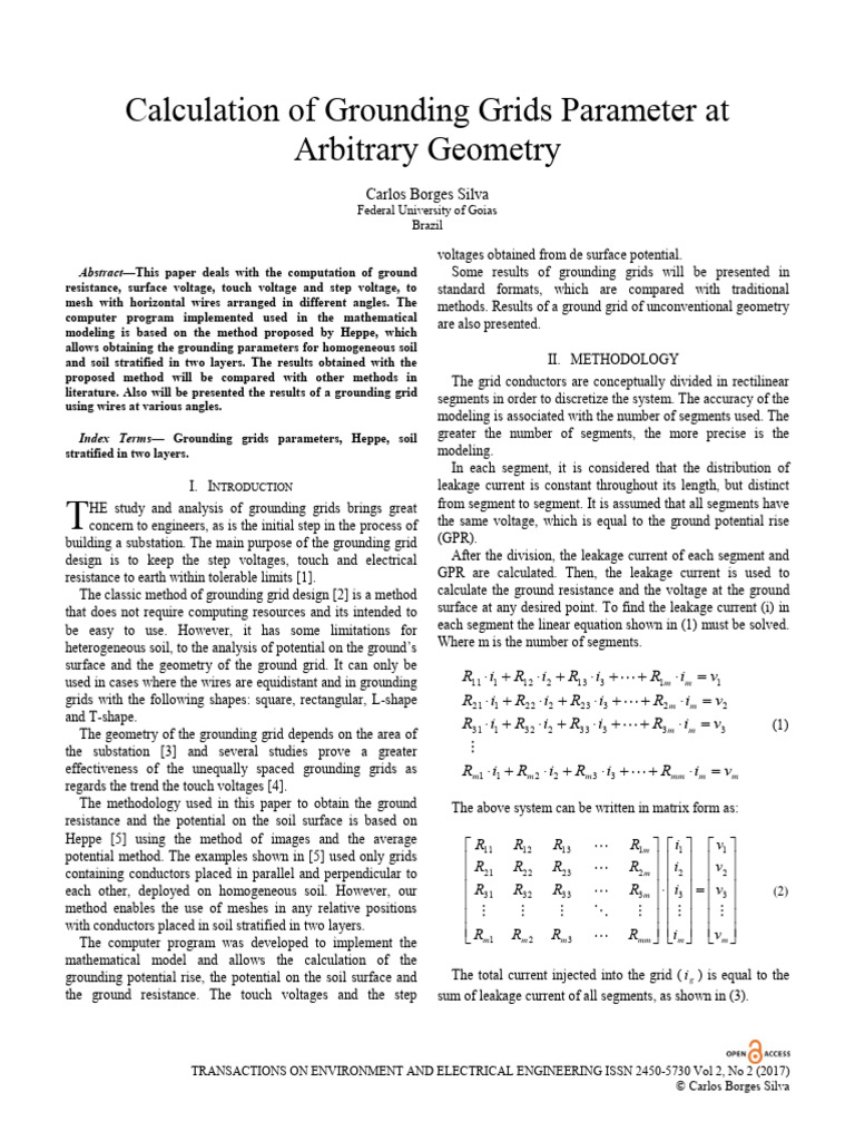 Calculation of Grounding Grids Parameter at Arbitr | PDF | Electromagnetism | Electricity