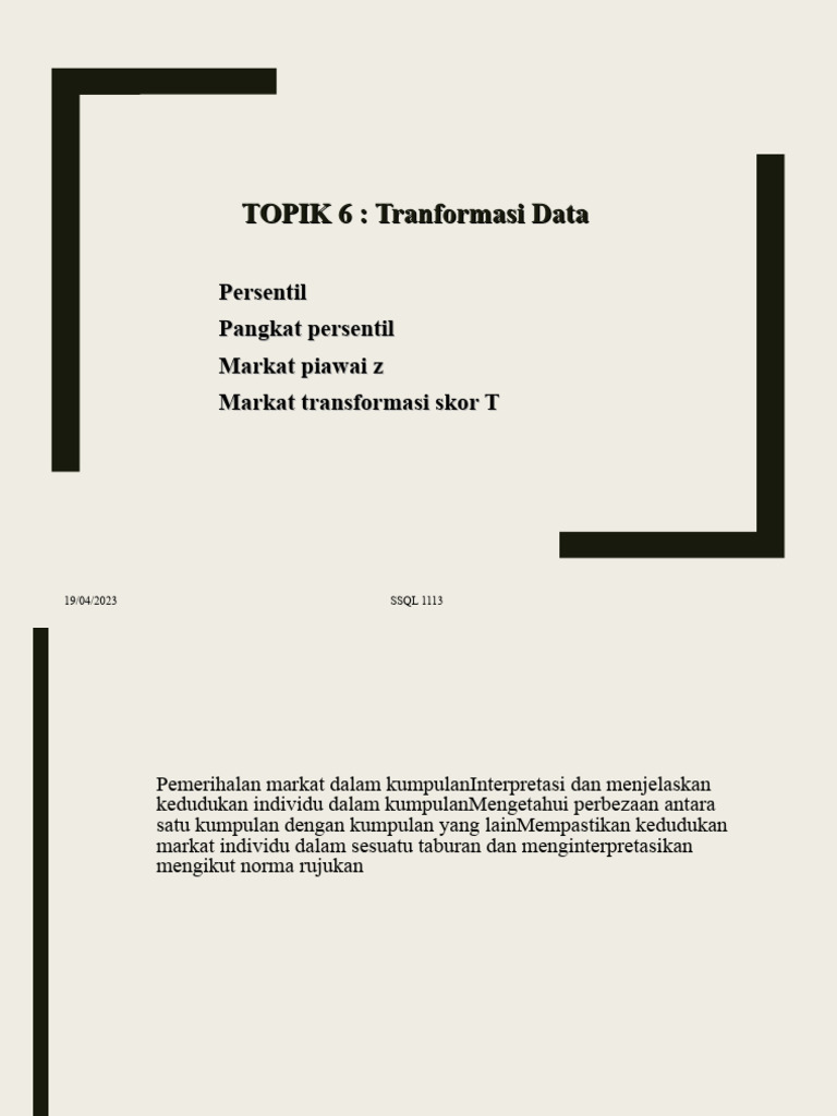 TOPIC 6 SSQL 1113 - Statistic Sains Sosial | PDF