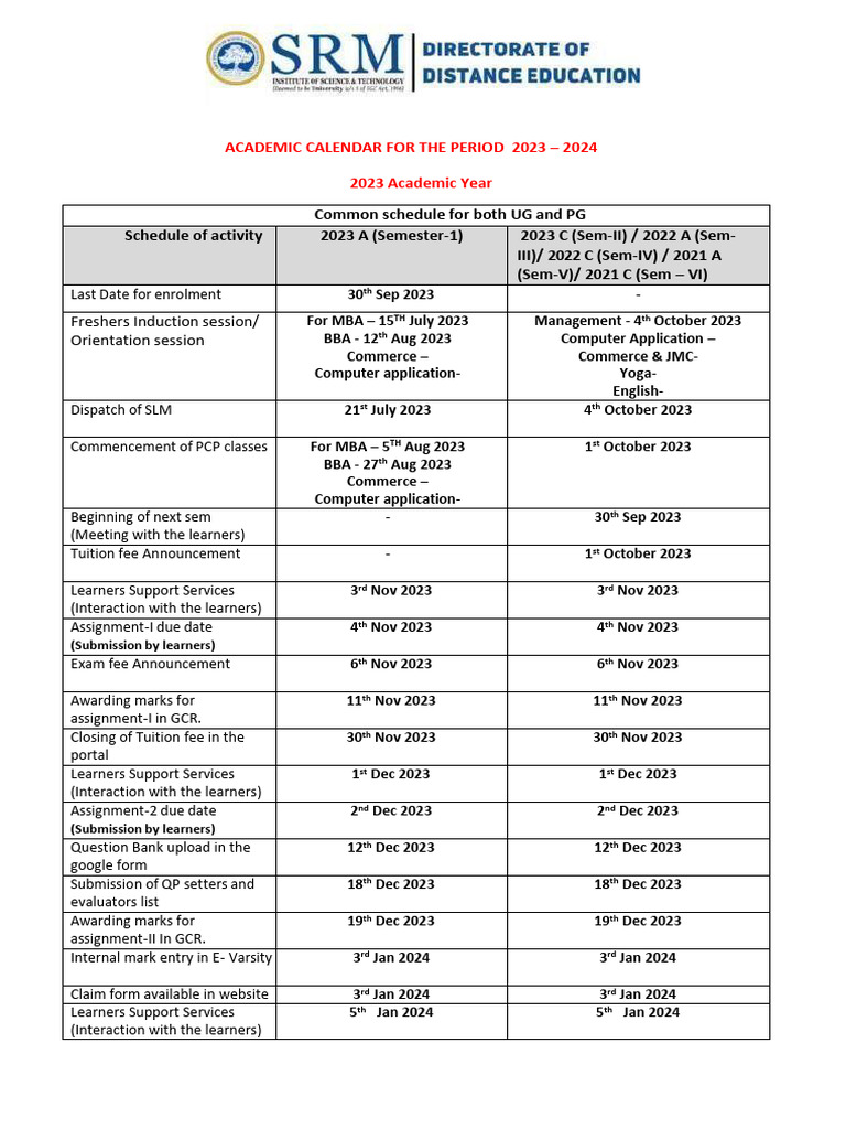 Academic Calendar 2023 2024-1-1 | PDF