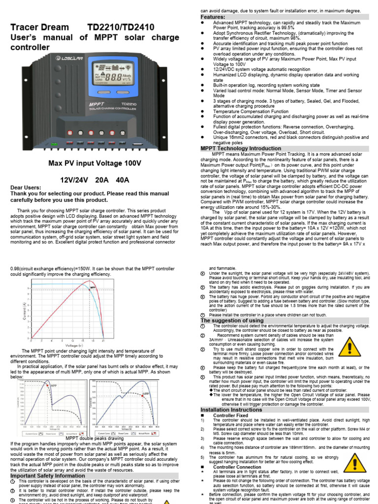 TD2210 User's Manual | PDF | Solar Panel | Electronics